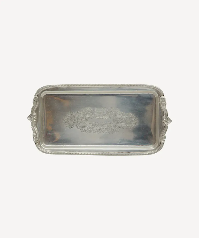 Rectangle Silver Tray with Beading – Love and Sunshine Boutique